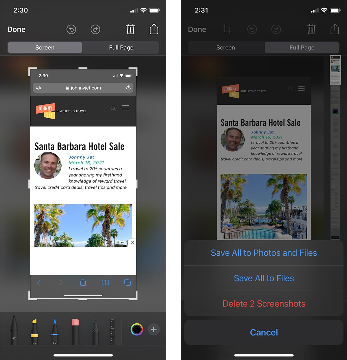 How to Take a Full Page Screenshot on an iPhone - JohnnyJet.com